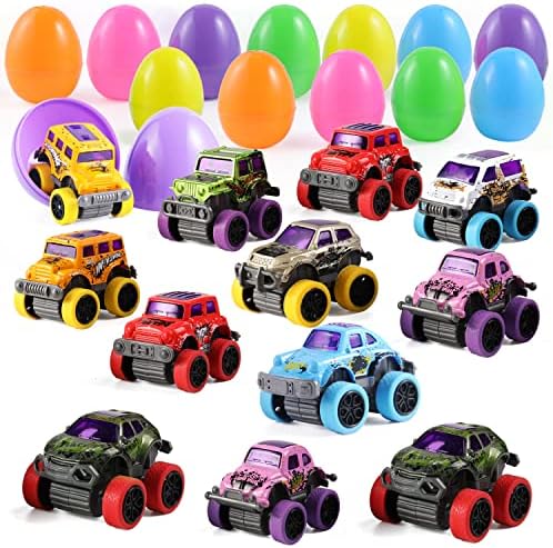 Amazon.com: JOYIN 12 Pcs Easter Eggs Filled with Pull Back Monster Cars ...