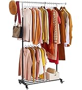 Amazon.com: Tajsoon Collapsible Clothes Rack,Heavy Duty Double Rods ...