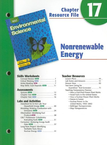 Holt Environmental Science Chapter 17 Resource File: Nonrenewable ...