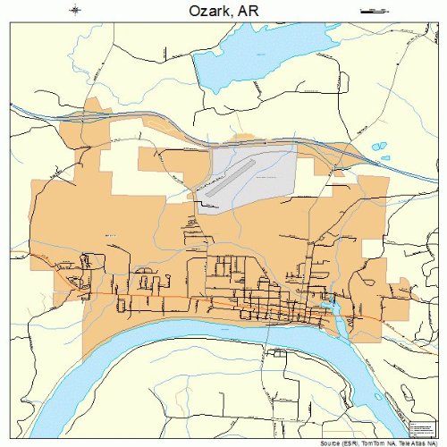 Large Street & Road Map of Ozark, Arkansas AR - Printed poster size ...