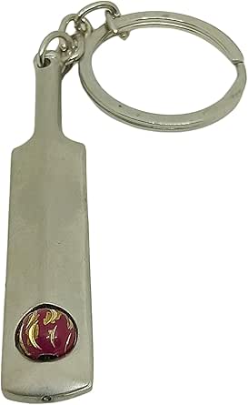 USA UltraMarket Cricket Bat Keychain – Silver Metal with Red Emblem ...