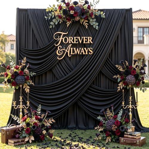 Amazon.com : 12ft x 10ft Black Backdrop Curtains for Parties, Wrinkle ...