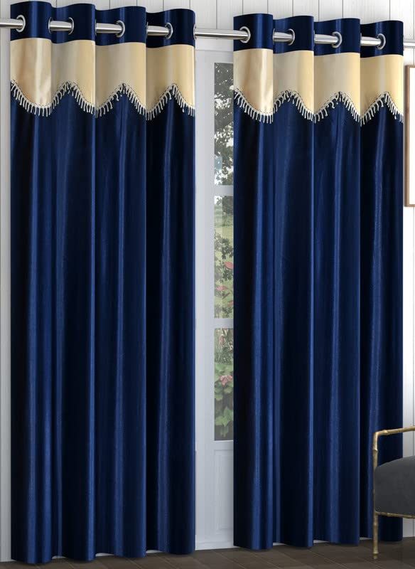 Buy FABREEVA Premium Fancy Frill Plain Solid Room Darkening Window ...