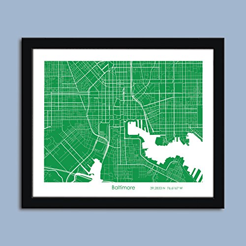 Amazon.com: Baltimore map, Baltimore city map art, Baltimore wall art ...