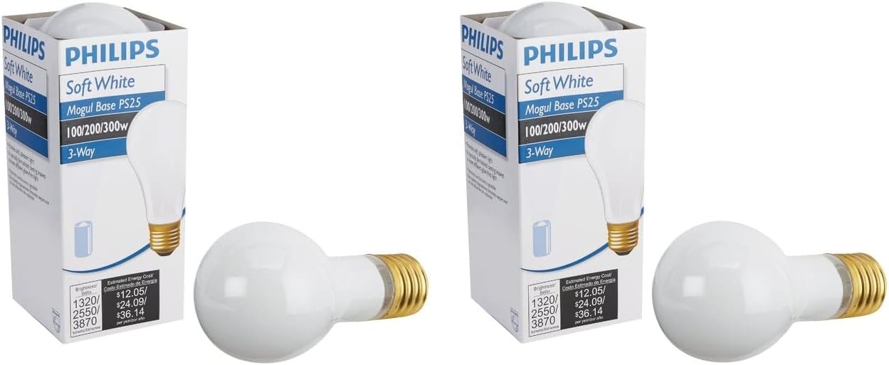 Phillips 367342 100/200/300 Watt Soft White 3 Way Light Bulb - Compact ...