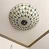 Fiunkes Tiffany Flush Mounts Ceiling Lights,Peacock Blue Crystal Beads ...