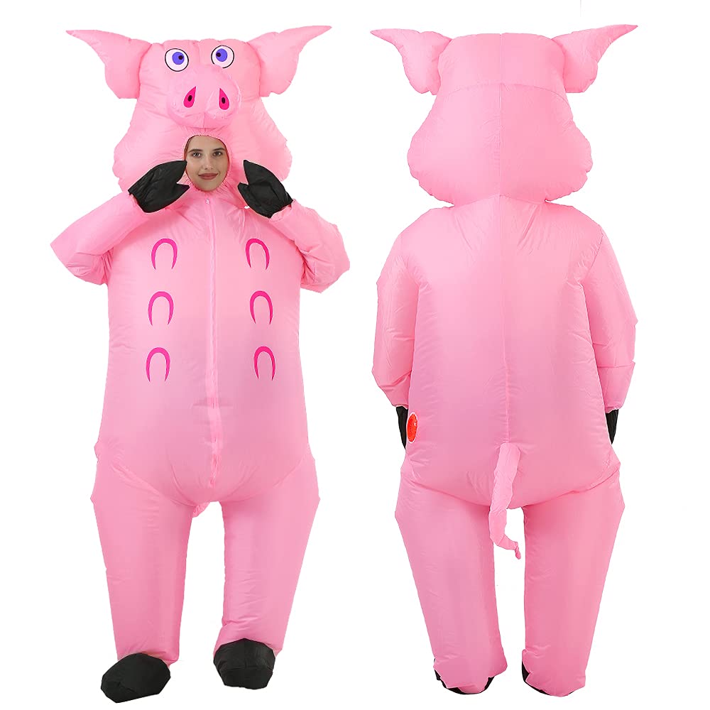 Buy JASHKE Inflatable Pig Costume - Adult Pink Pig Blow Up Costume ...