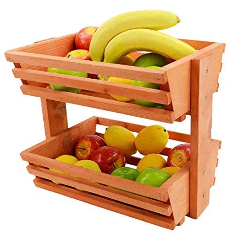 2 Tier Wooden Vegetable Fruit Food Storage Rack : Amazon.co.uk: Home ...
