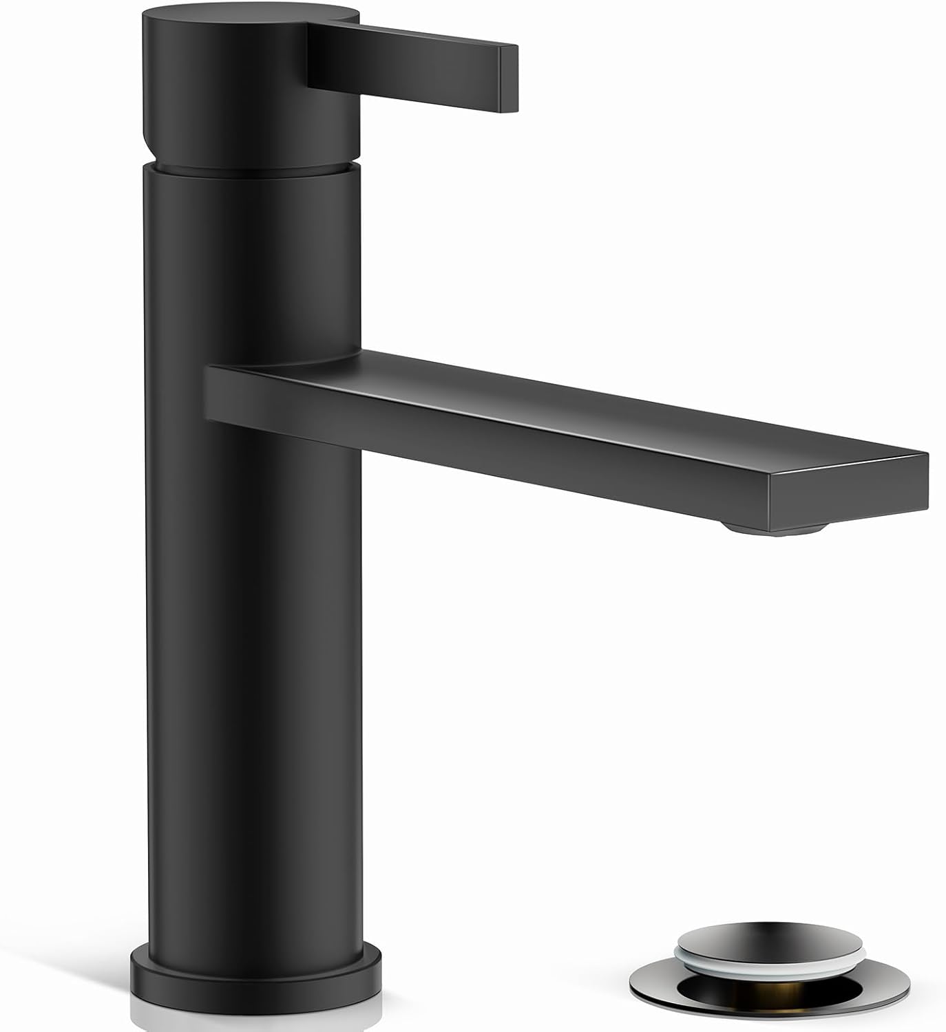 Phiestina One Hole Matte Black Bathroom Faucet, Low Arc Single Handle ...