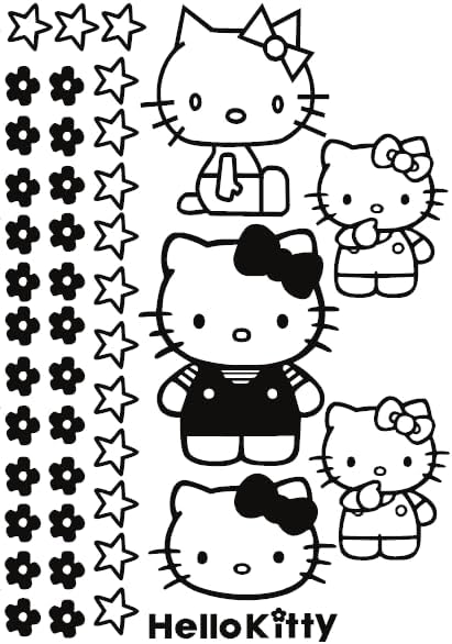 Amazon.com: Hello Kitty Vinyl Art Decal Decor Set - from 7" to 9" Each ...