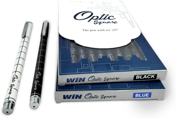 WIN Optic Square Ball Pens | 20 Pens (10 Blue Ink & 10 Black Ink) | 0.7 ...