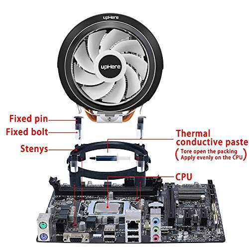 upHere High Performance CPU Air Cooler with 4 Direct Contact Heat Pipes ...