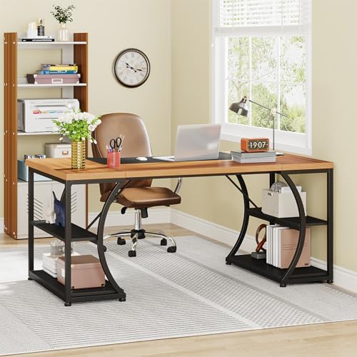 Amazon.com: Tribesigns Large Home Office Desk with Storage Shelves and ...