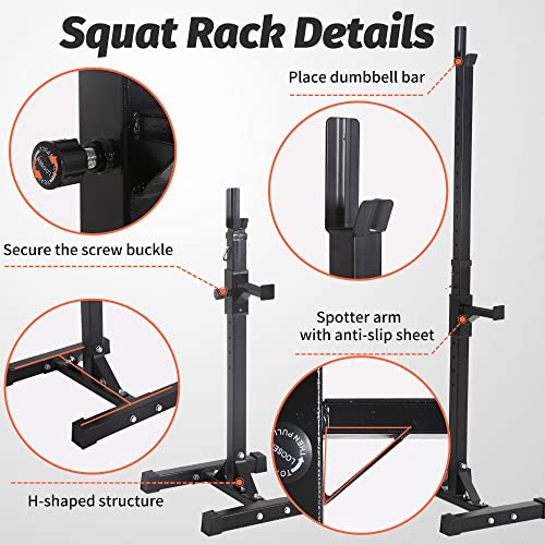 Snapklik.com : Squat Rack Adjustable Barbell Bench Press Stands 40-66 ...