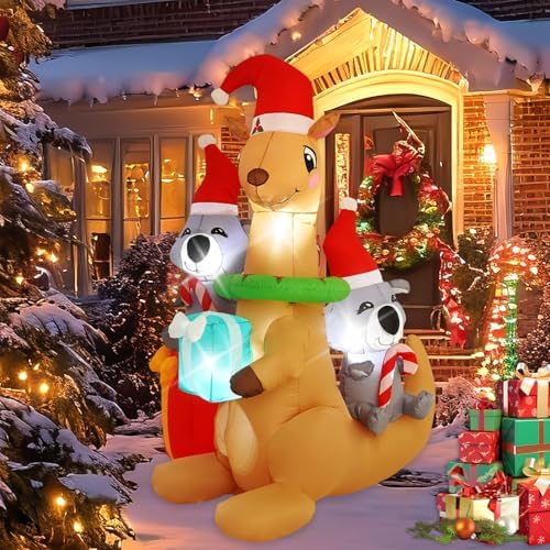 InfleasJoiy 7FT Kangaroo Koala Inflatable Decoration with Built-in LED ...