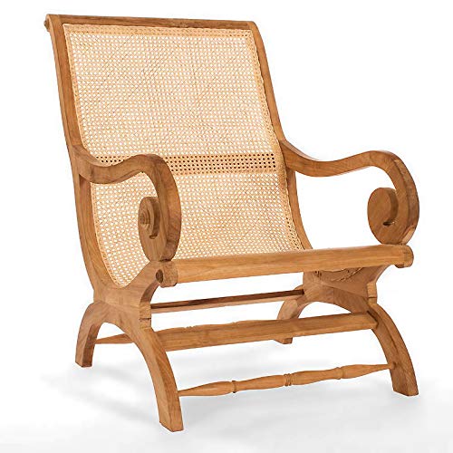 Kelston Easy Wooden Arm Chair with Rattan Webbing : Amazon.in: Home ...