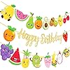 Amazon.com: Fruit Theme Birthday Banners Tutti Frutti Party Gold Happy ...