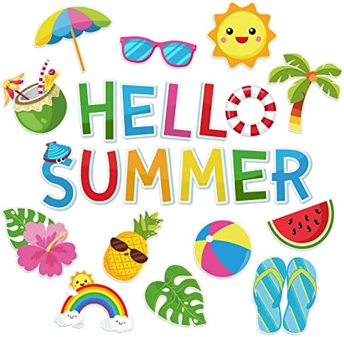 Amazon.com: Hello Summer Cutouts 72 Pack Pool Beach Hawaiian Theme Cut ...