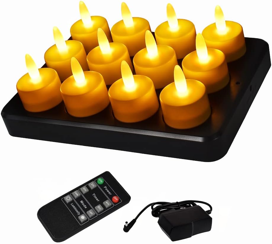 Amazon.com: Rechargeable Tea Lights with Remote, 52 Hours Flickering ...