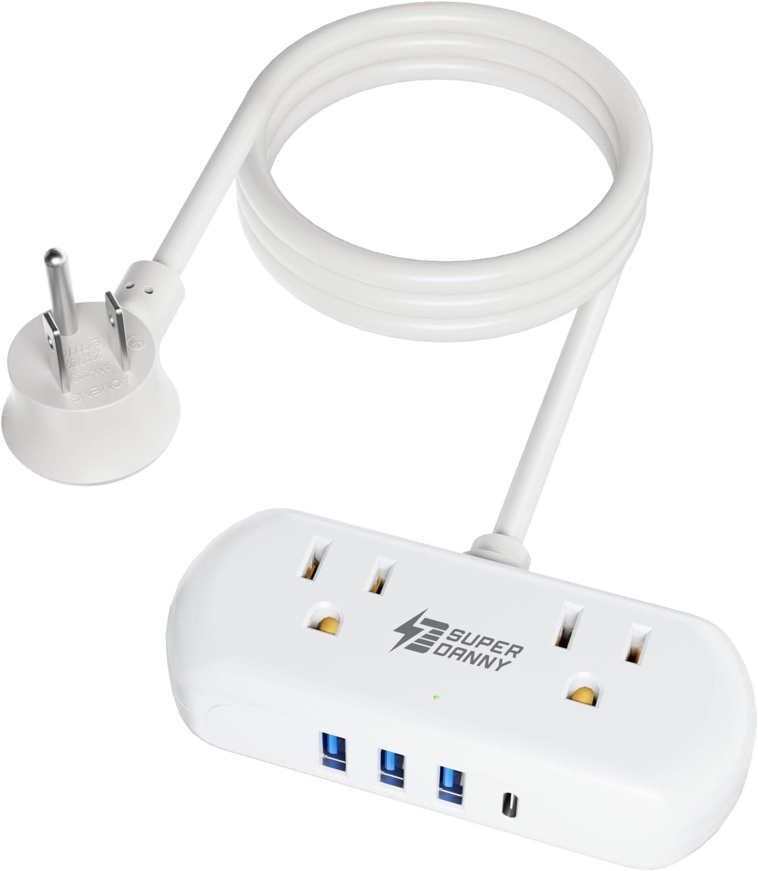 Amazon.com: Short Extension Cord 2 Foot - Flat Plug Small Power Strip ...