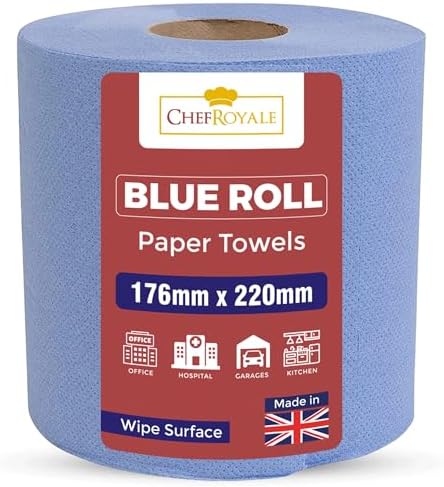 Chef Royale Multipurpose Kitchen Rolls - Pack of 1, Blue Centrefeed ...