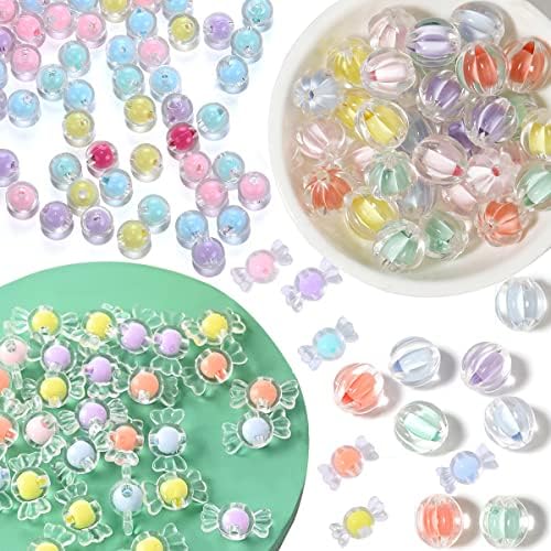 Amazon.com: 250pcs Transparent Candy Beads for Jewelry Making Acrylic ...