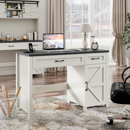 Amazon.com: Farmhouse 47" Executive Desk, Computer Desk with Drawers ...
