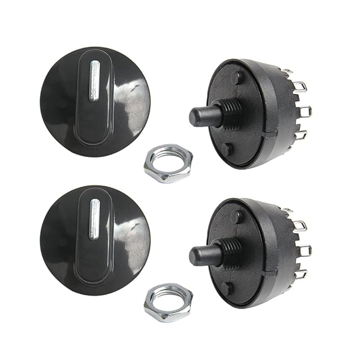 Buy Acxico 2Pcs 4 Positions Selector Rotary Position Switch with Knob ...