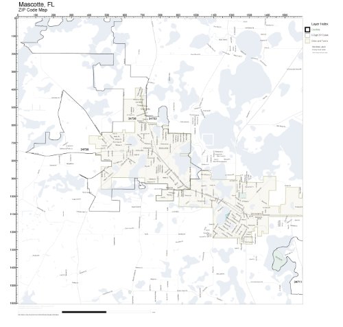Zip Code Wall Map Of Mascotte Fl Zip Code Map | Desertcart Seychelles