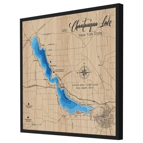 Amazon.com: Personalized 3D Chautauqua Lake Wood Map | Lake Depth Map ...