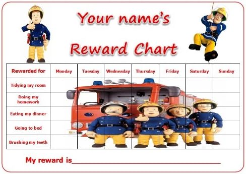 PERSONALISED FIREMAN SAM REWARD / POTTY TRAINING CHART : Amazon.co.uk ...