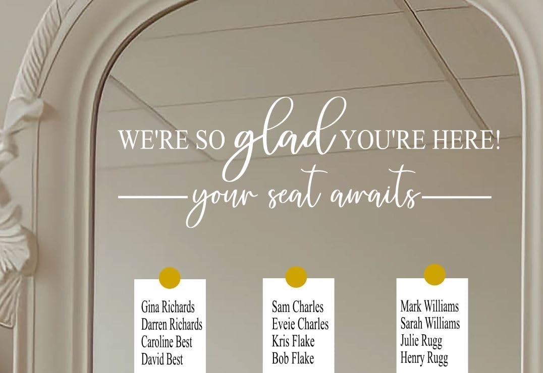 Amazon.com: Wedding Seating Chart Decal for Mirrors - Selfie Mirror ...