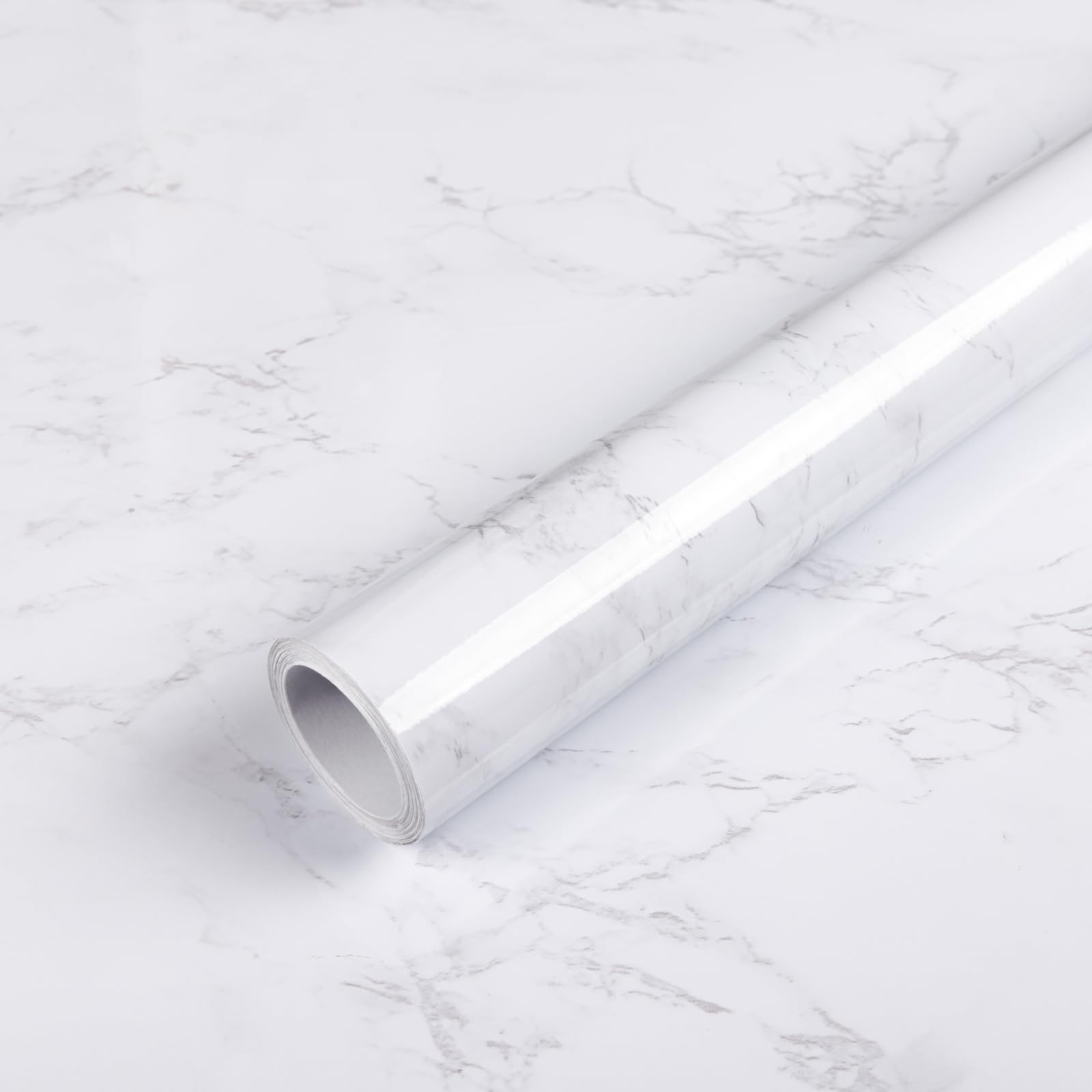 Snapklik.com : Glossy Marble Contact Paper White Wallpaper Peel And ...