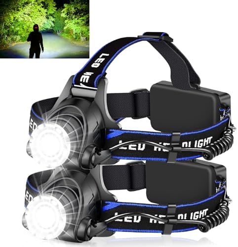 160,000LM Brightest 10 Kind Modes Headlamp Red Blue Warning & Energy ...