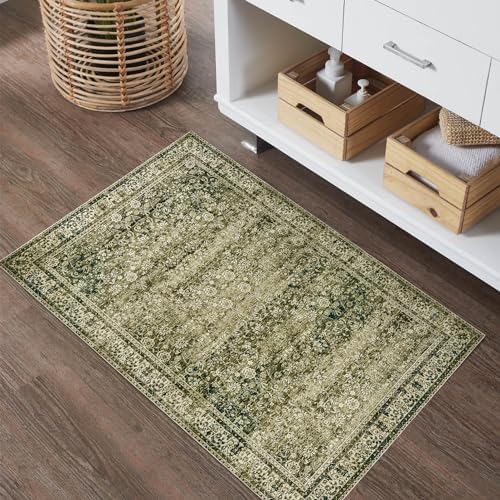 Amazon.com: BILEEHOME Throw Rugs 2x3,Non Slip Washable Vintage Floral ...
