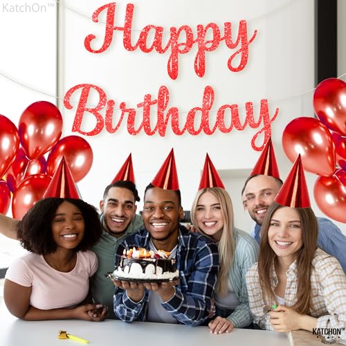 Snapklik.com : Glitter Red Happy Birthday Banner - 10 Feet Cursive ...