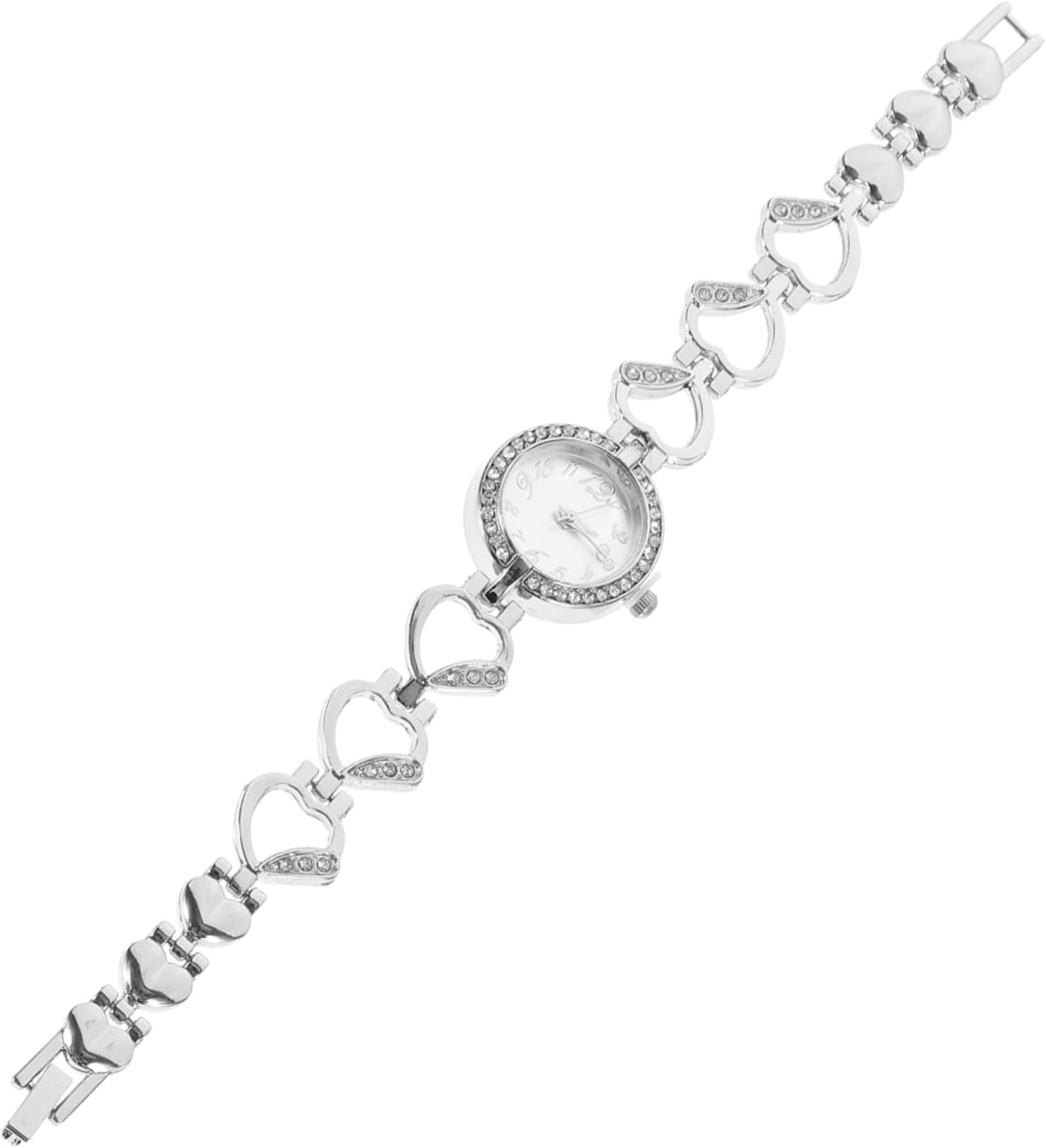Women Watches Silver Bracelet Chain Rhinestone-White : Amazon.co.uk ...