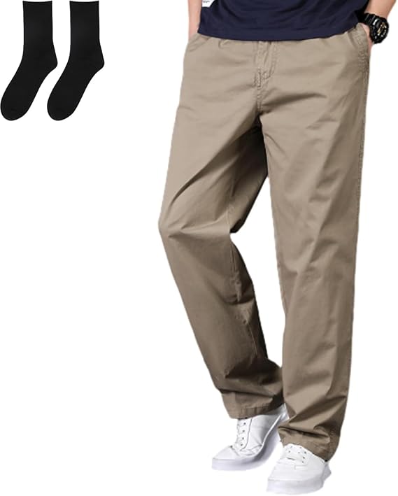 Puliam Mens Stretch Pants, EaseTactic - Flex Fit Zipper-Pocket Durable ...