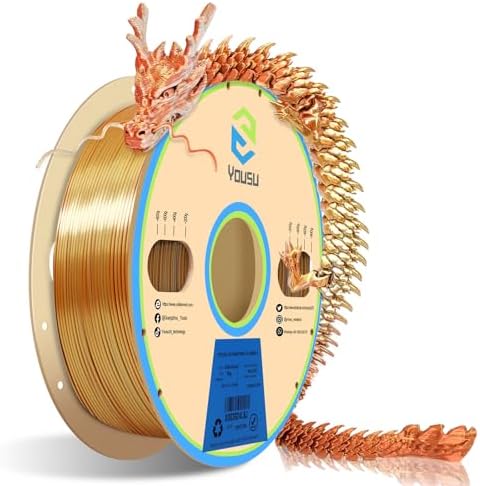 YOUSU Triple Color Silk PLA Filament 1.75mm， Shiny 3D Printer Filament ...