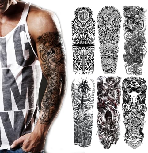 Amazon.com: Kotbs 6 hojas de mangas de tatuaje temporal de tótem tribal ...