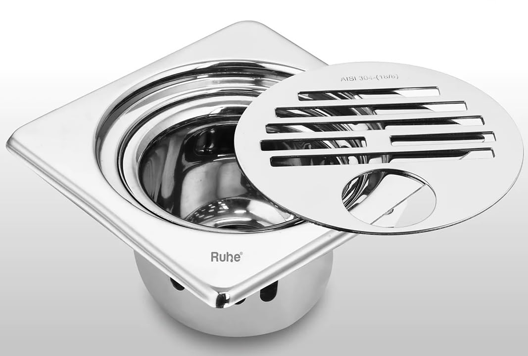 Ruhe? 304-GradeStainless Steel Floor Drain- Classic Square (5x5 inches ...