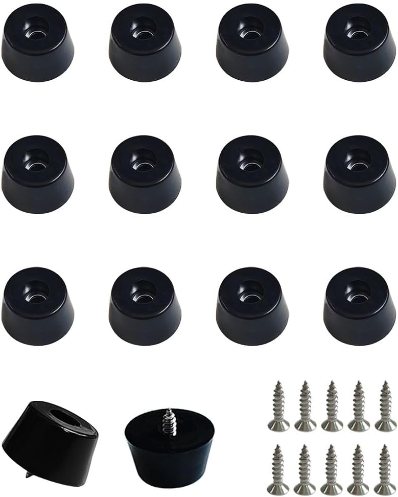 ZYYC 20 PCS Black Rubber Feet Pad with Stainless Screws, Non Slip ...