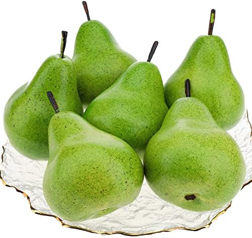 Amazon.com: Meiwlong 6pcs Artificial Fake Pears Faux Fruit Home ...
