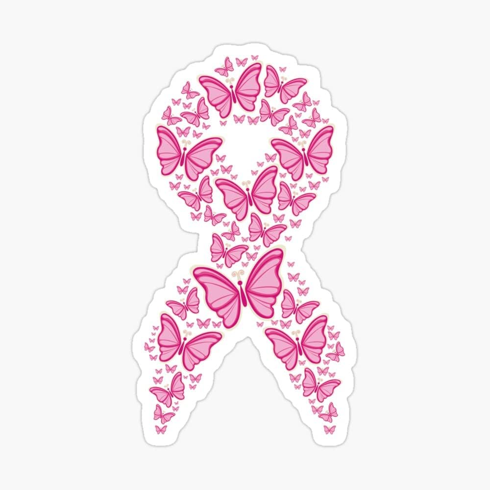 Amazon.com: Breast Cancer Awareness Pink Butterfly Ribbon Vinyl Decal ...