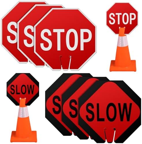 Geetery 6 Pcs 12 x 12 Inches Traffic Cone Top Warning Signs Include PVC ...