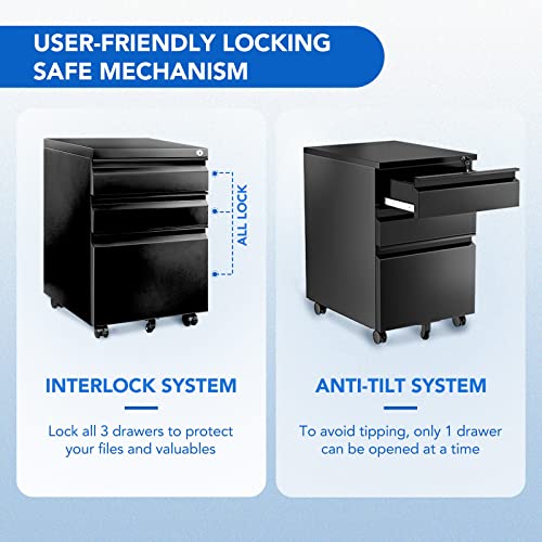 Snapklik.com : FLEXISPOT 3 Drawer File Cabinet For Home Office,Metal ...