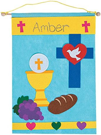 Amazon.com: 2 Sets First Communion Banner Kit Felt Holy Communion ...