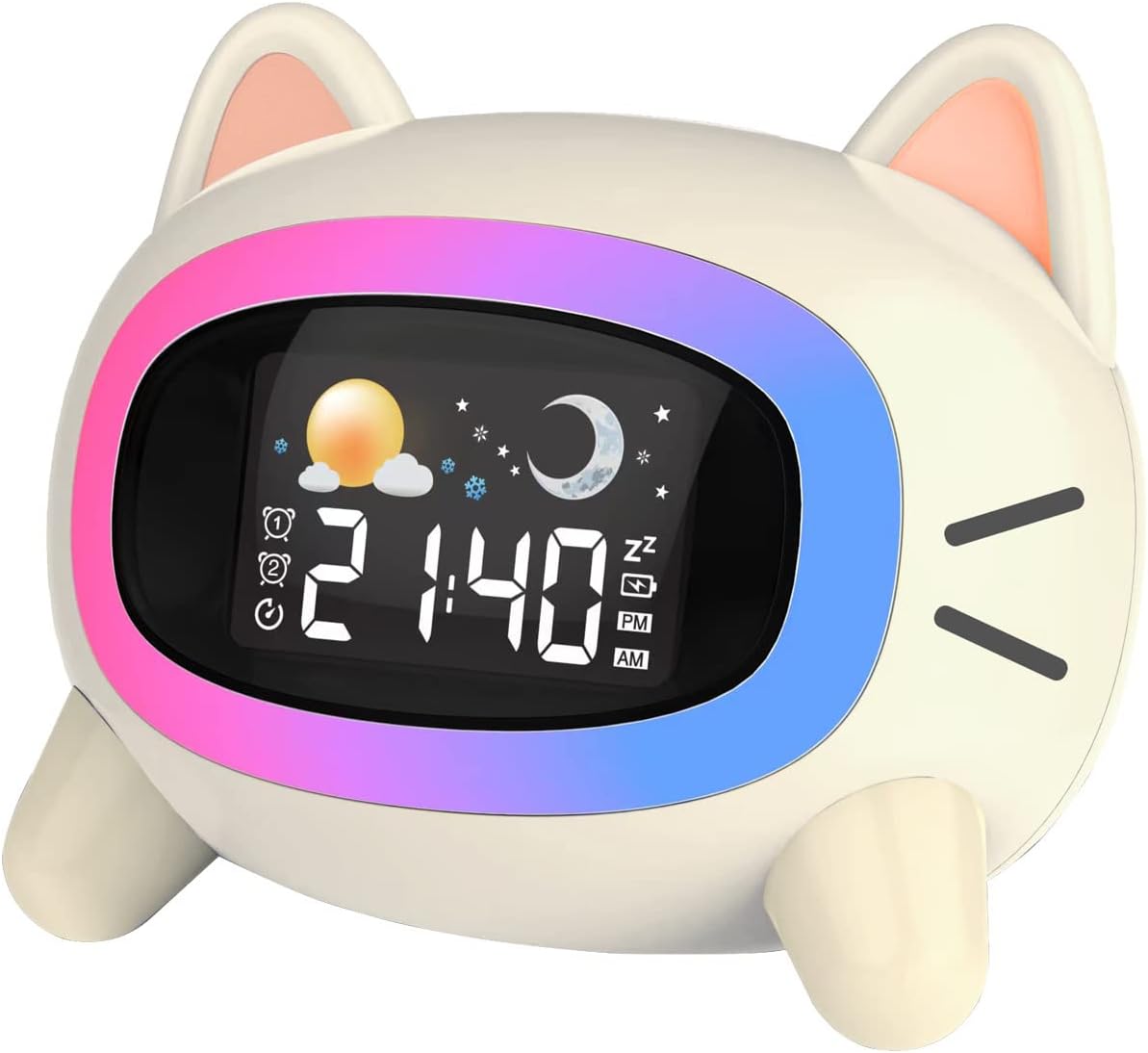 Amazon.com: Lioong Cute Cat Alarm Clock for Kids Colorful Children ...