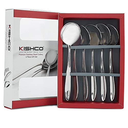 Buy Kishco Stainless Steel Danube Dessert/Dinner Soup Spoon - Pack of 6 ...