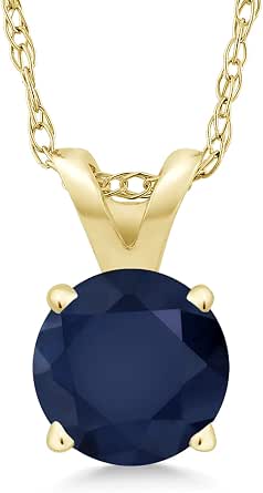 Gem Stone King - Collar con colgante de zafiro azul de oro amarillo de ...